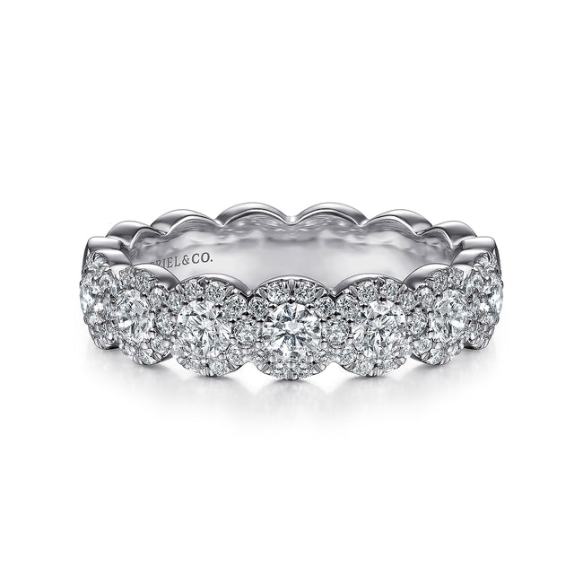 14K White Gold Round Diamond Halo Anniversary Band – Stiles Jewelers