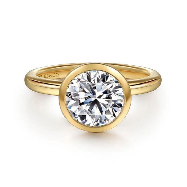 14K Yellow Gold Round Bezel Set Diamond Engagement Ring – Stiles Jewelers