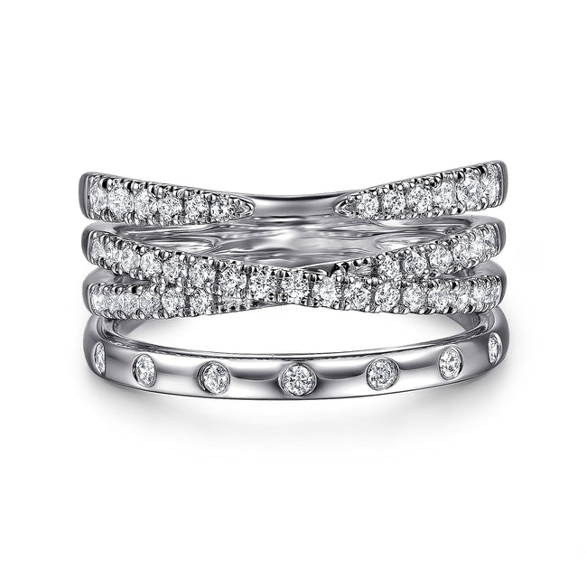 14K White Gold Graduating Diamond Spike Easy Stackable Ring – Stiles ...