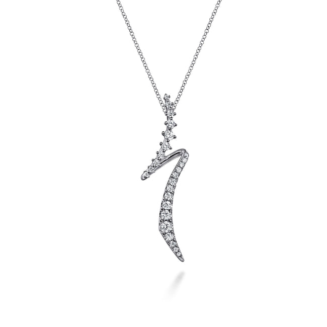 14K White Gold Graduating Diamond Bypass Pendant Necklace – Stiles Jewelers